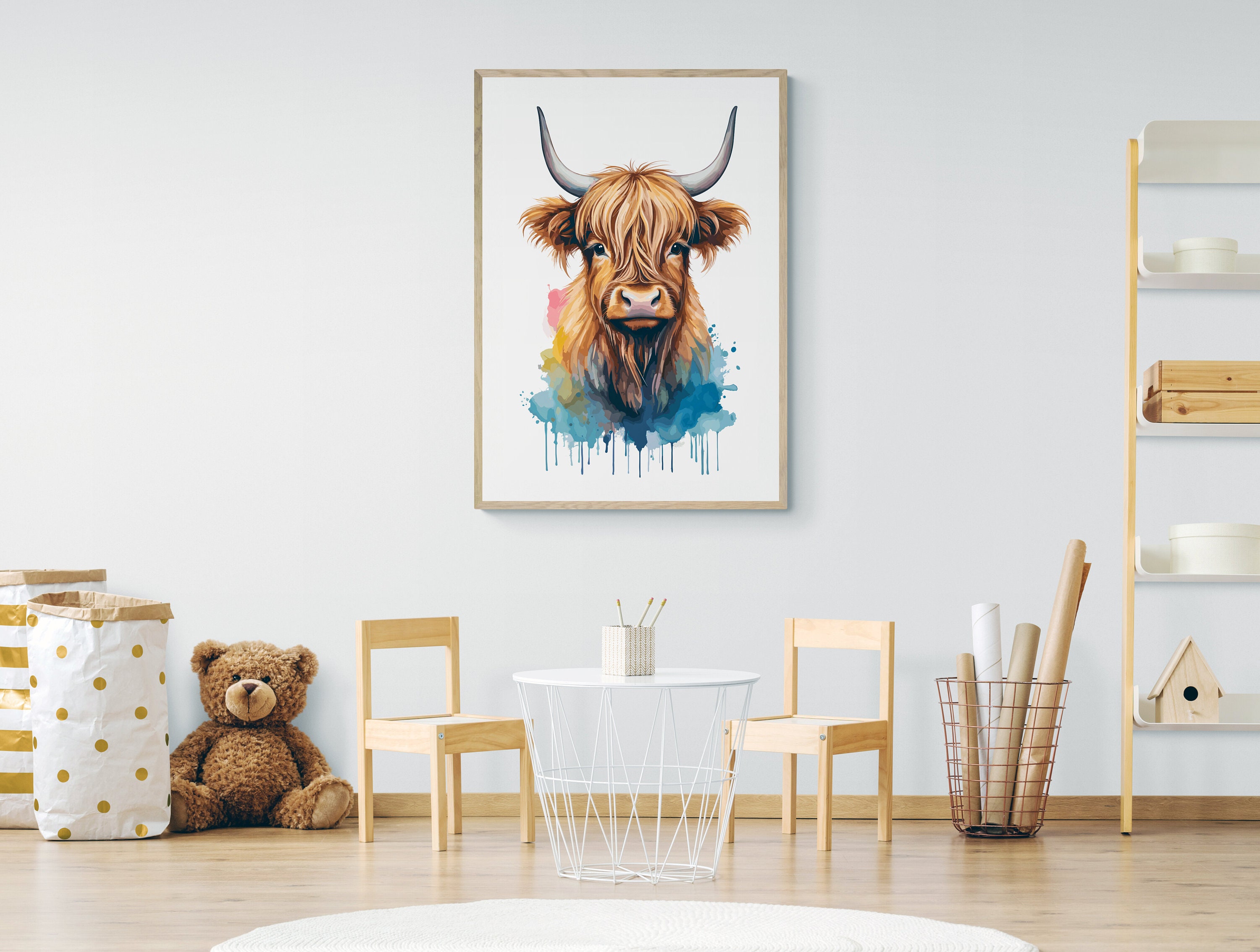 Highland Cow Printable Wall Art, Cute Cow Portrait, Highland Cow ...