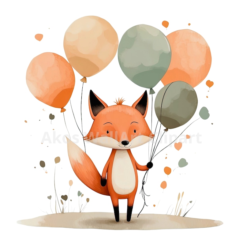 Fuchs Aquarell druckbare Clipart, 10 hochwertige JPEGs, Wald Fuchs ...