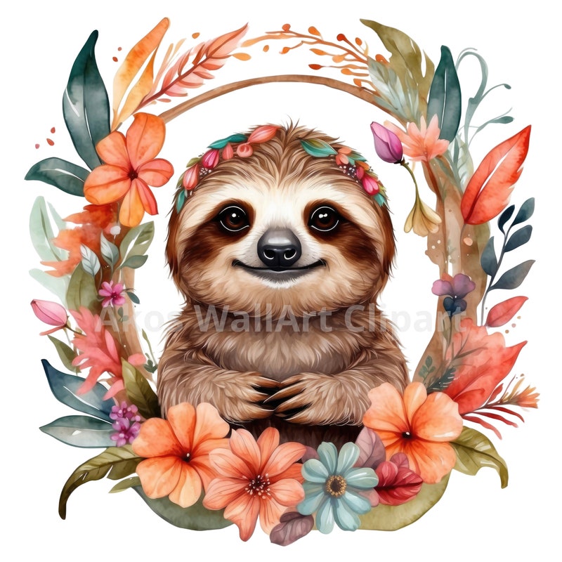 Sloth Watercolor - Etsy