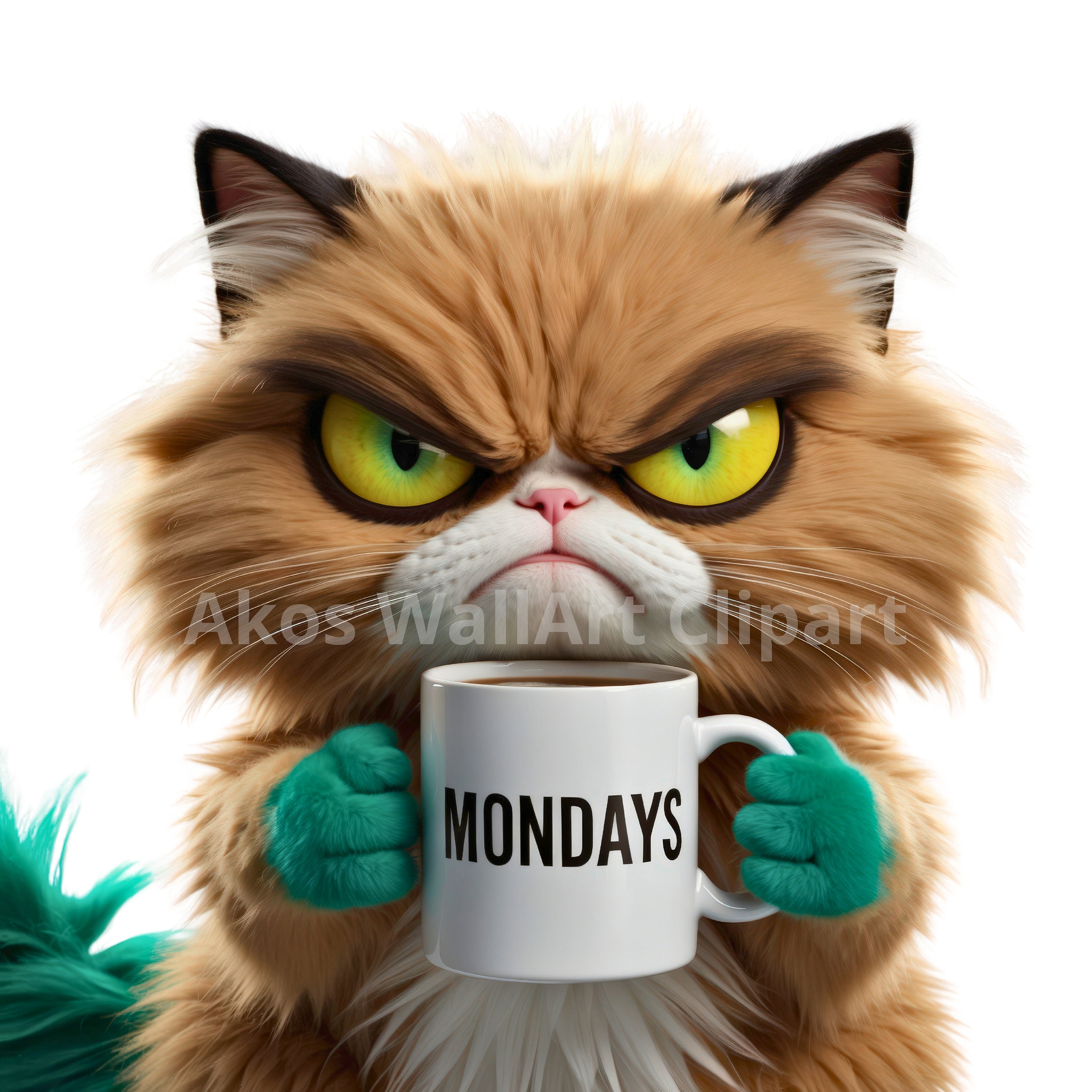 39 PNG Grumpy Coffee Cat Clipart Bundle , Funny Cat Clipart, Printable ...