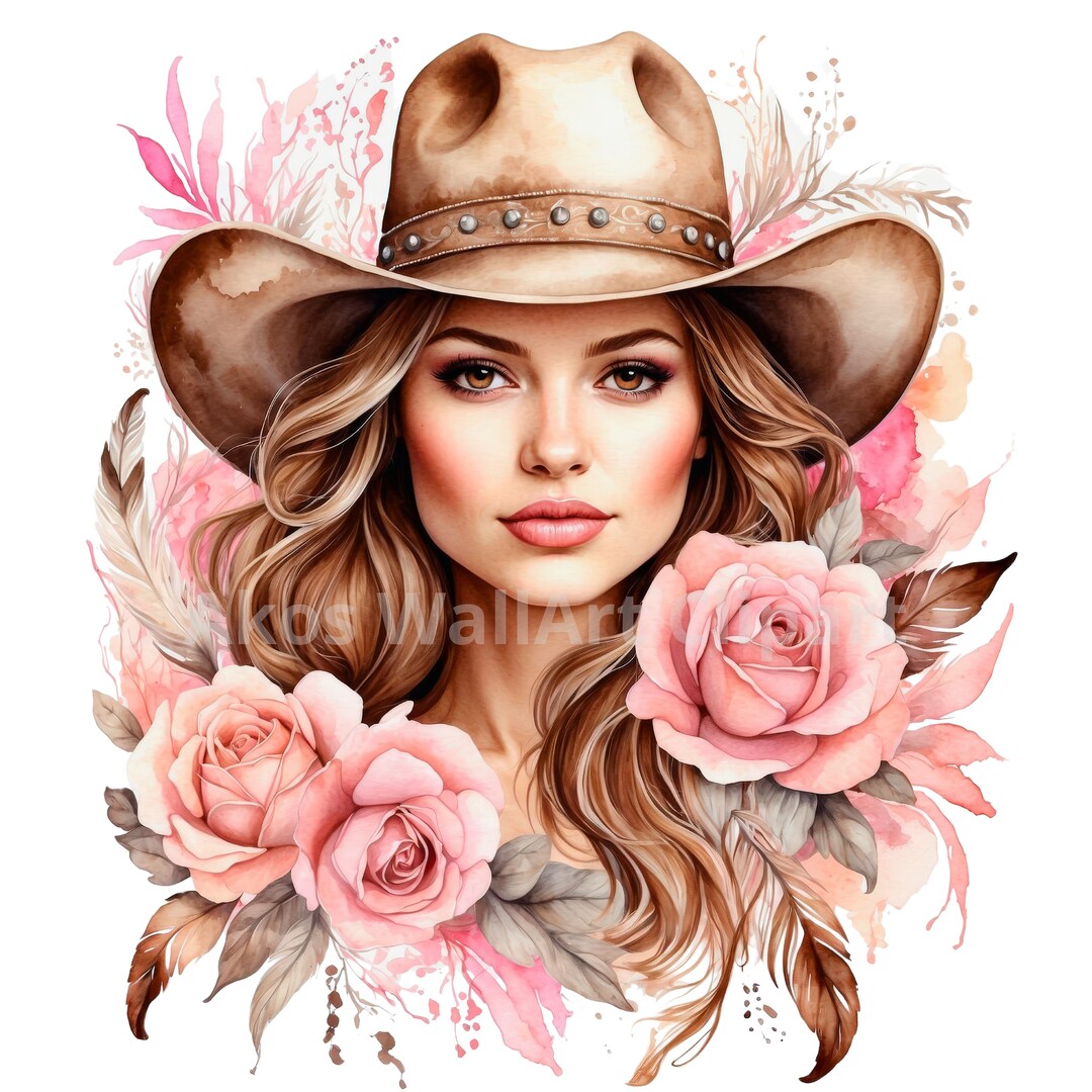 24 PNG Western Boho Watercolor Printable Clipart Bundle, Floral Flowers ...