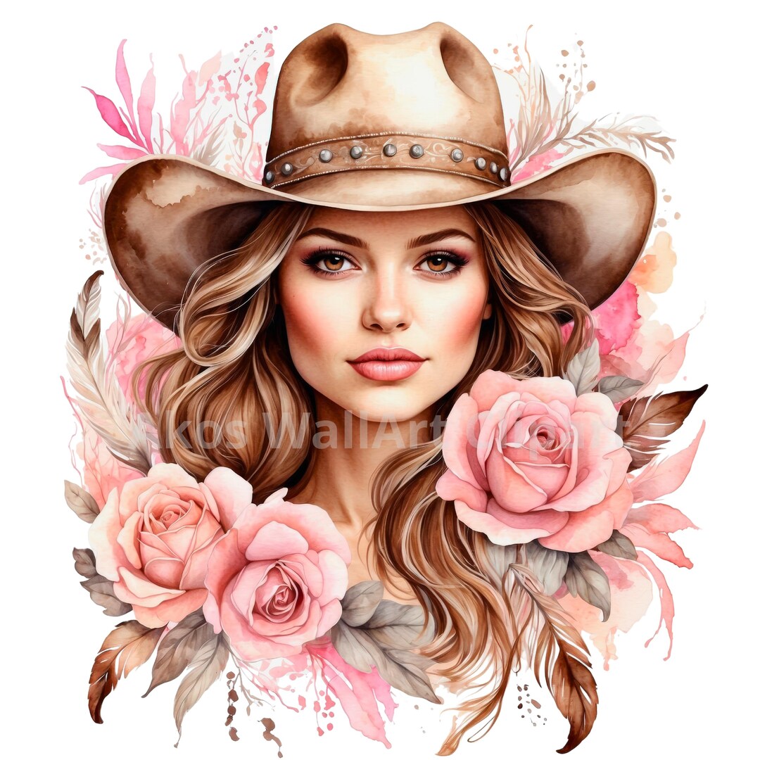 24 PNG Watercolor Western Boho Printable Clipart Bundle, Floral Flowers ...