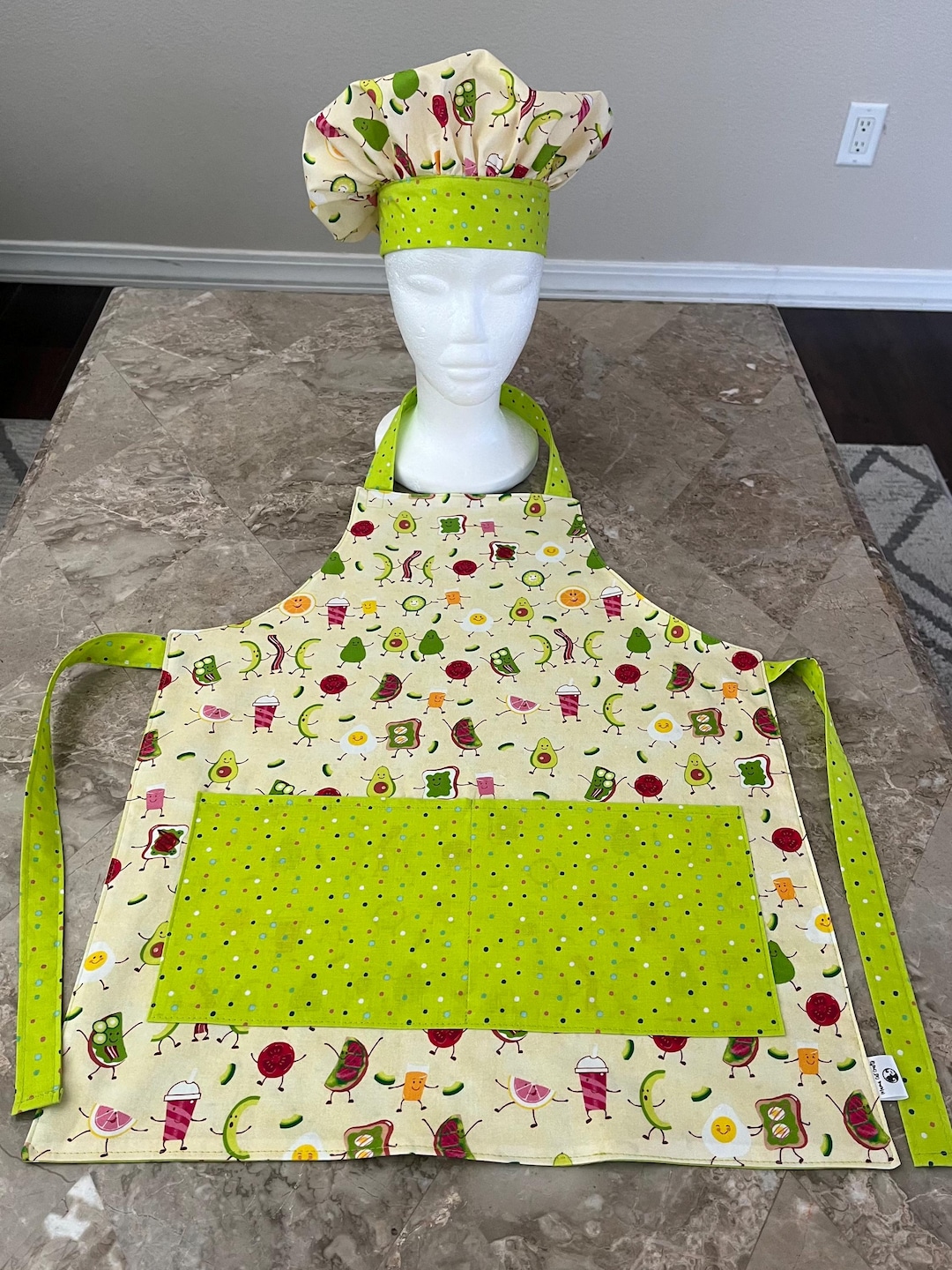 Kids Chef Hat and Apron Set Adjustable Lined With Front Pocket Children ...