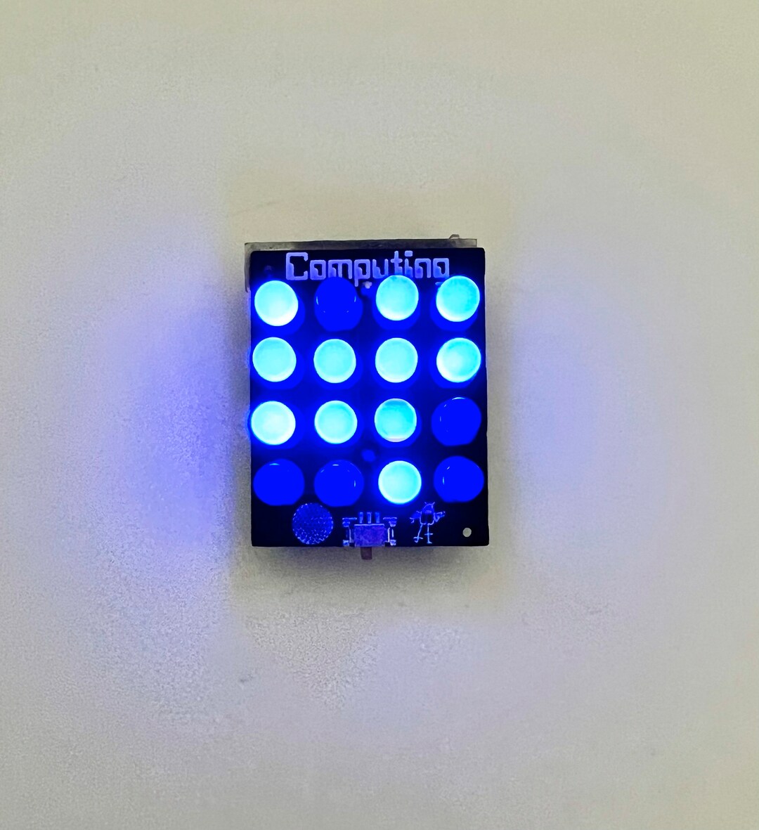 Supercomputer Square Badge - LED Wearable 4x4 Grid Blue, Green or White ...