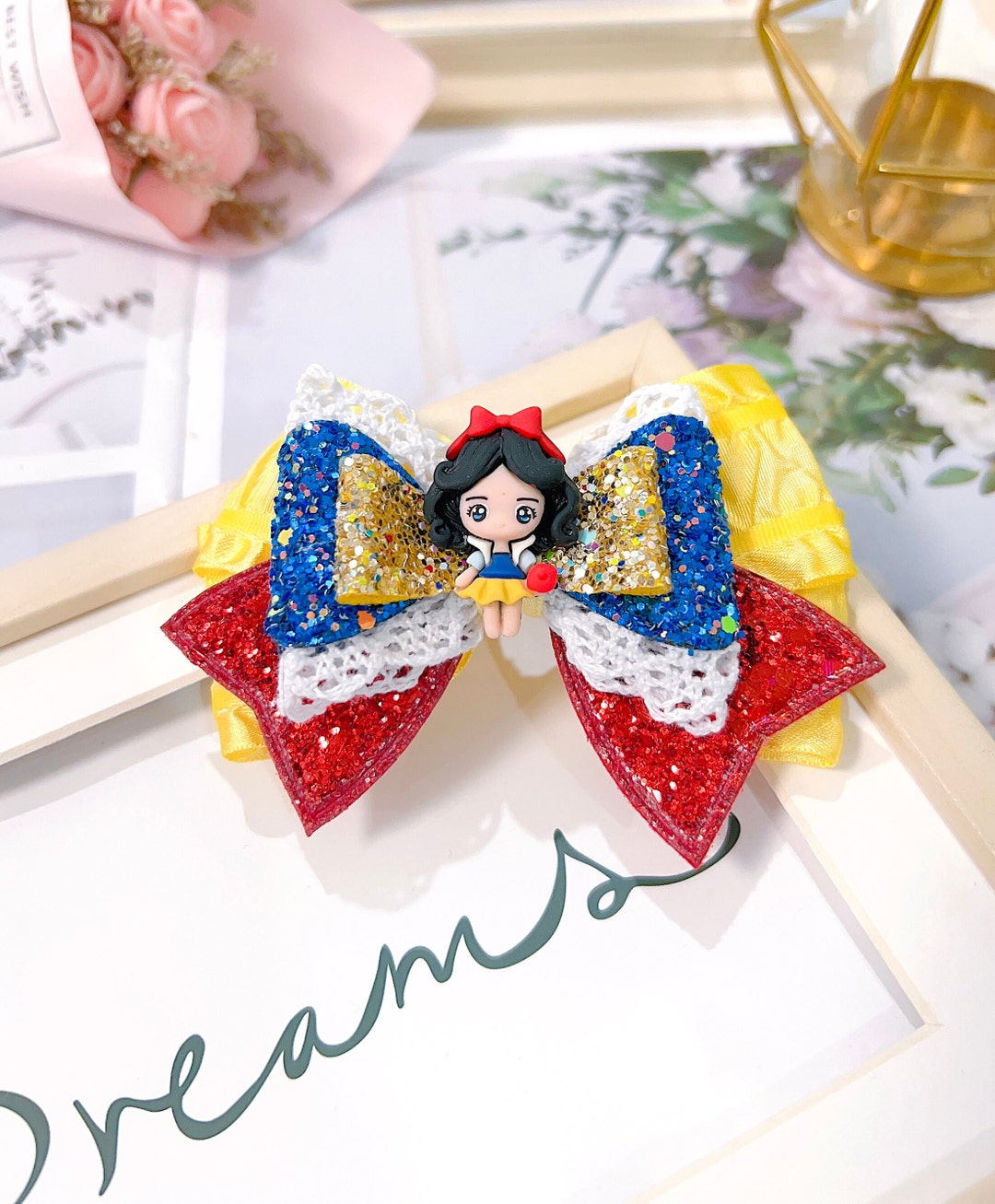 Snow White Inspired Bow Disney-inspired Hair Bow Handmade Snow White ...