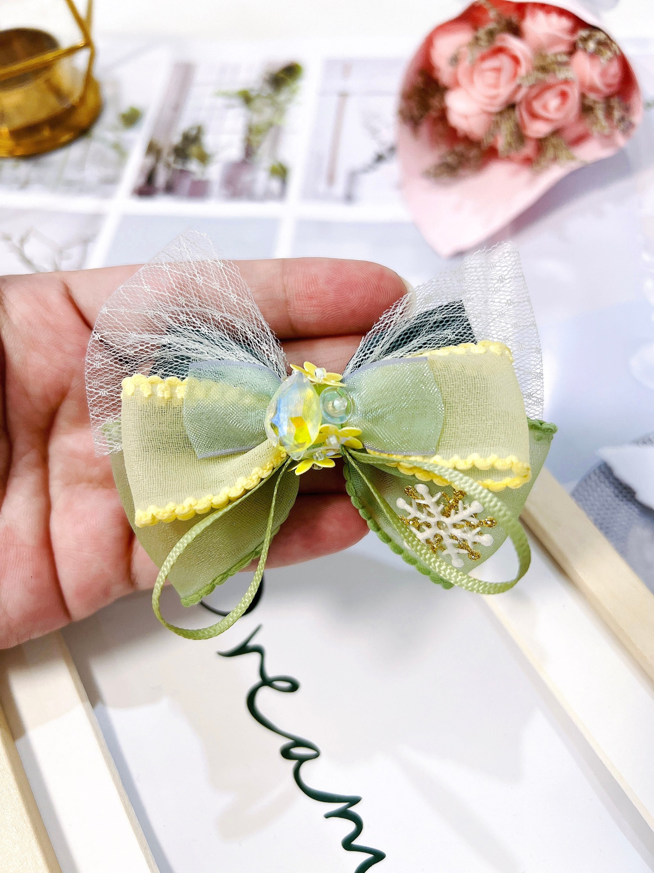 Frozen Inspired Bow Anna Inspired Bow Green Tulle Bow Snow - Etsy