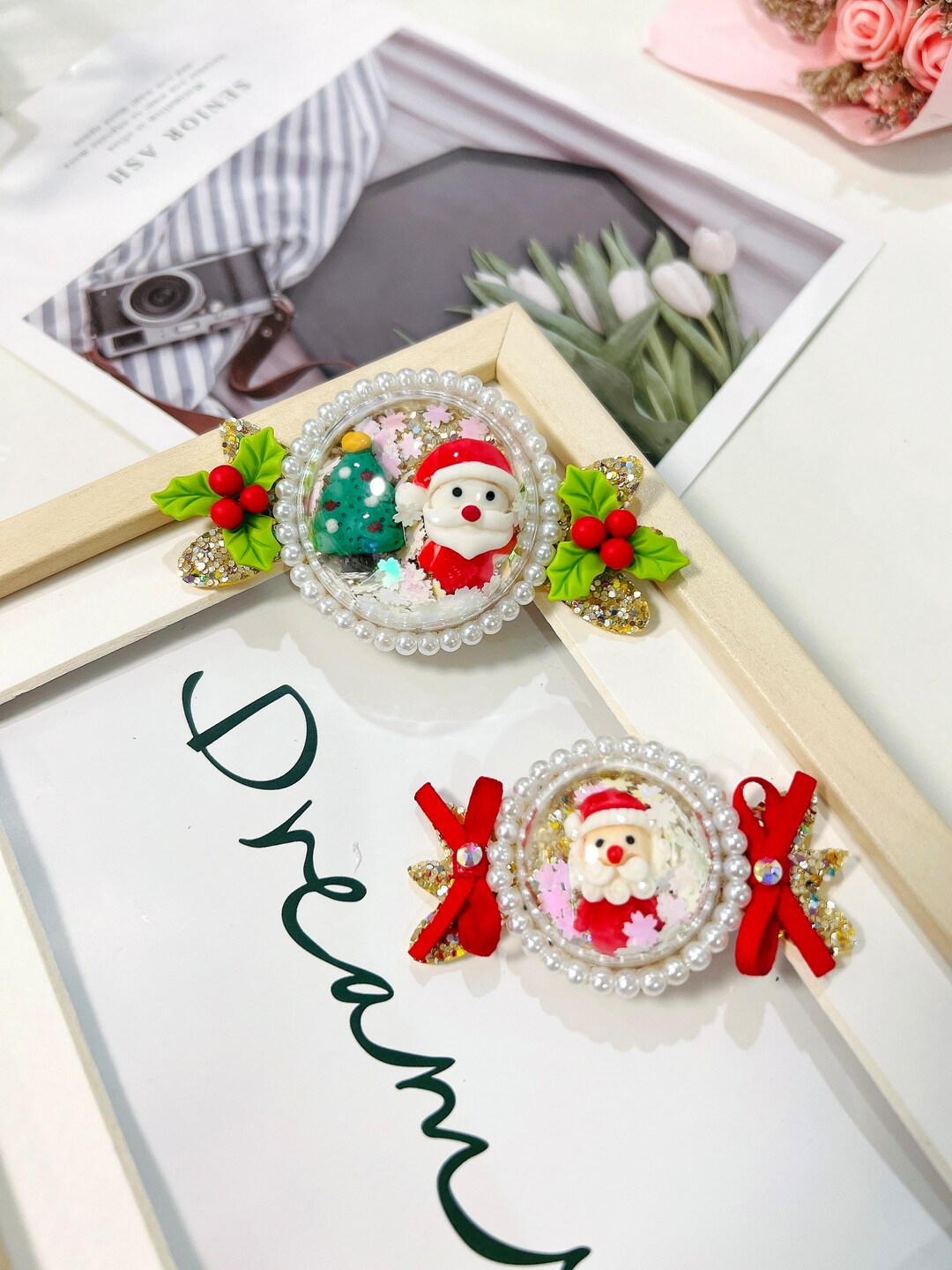 Christmas Candy Clip, Santa Hair Clip, Christmas Holly Clip ...