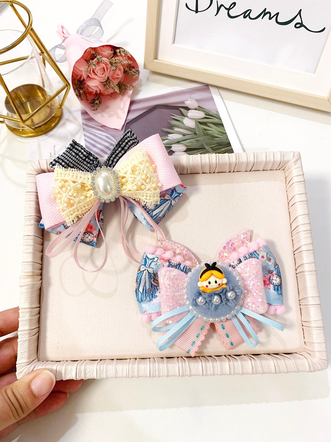 Alice in Wonderland Inspired Bow, Disney Princess Bow, Alice Bow, Girl ...