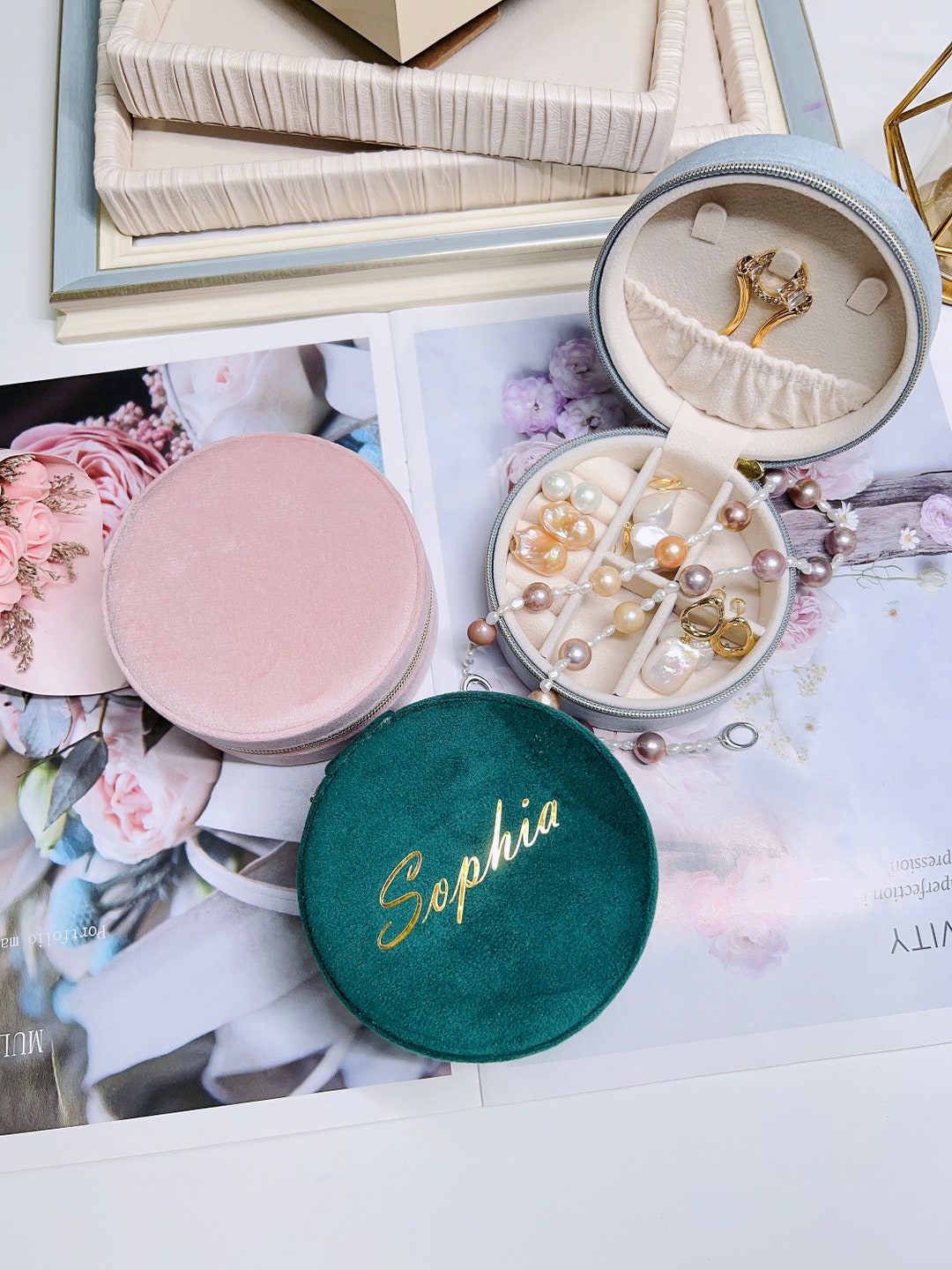 Personalized Velvet Jewelry Box, Bridesmaid Gifts Proposal, Custom ...