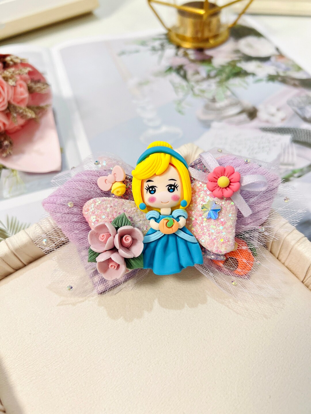 Cinderella Inspired Bow, Princess Bow, Toddler Hair Bow, Hair Bow for ...