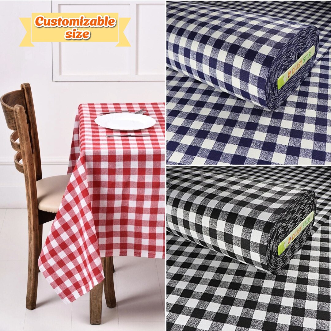 Red White Checked Custom Tablecloth, Custom Sized Table Cloths, Black ...