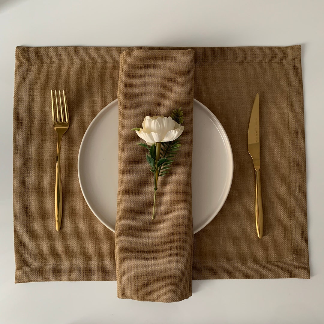 Rustic Burlap Linen Placemats: Farmhouse Table Decor - Etsy
