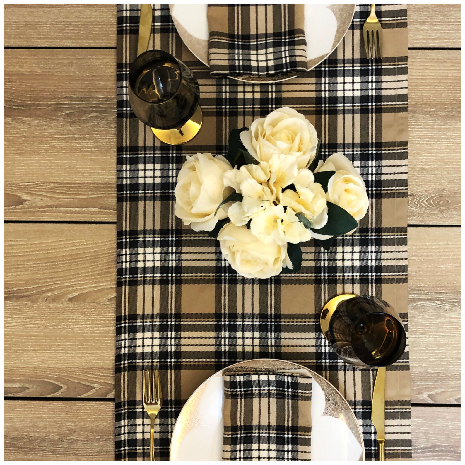 Green Tartan Table Runner and Napkin Set: Farmhouse Christmas Decor - Etsy