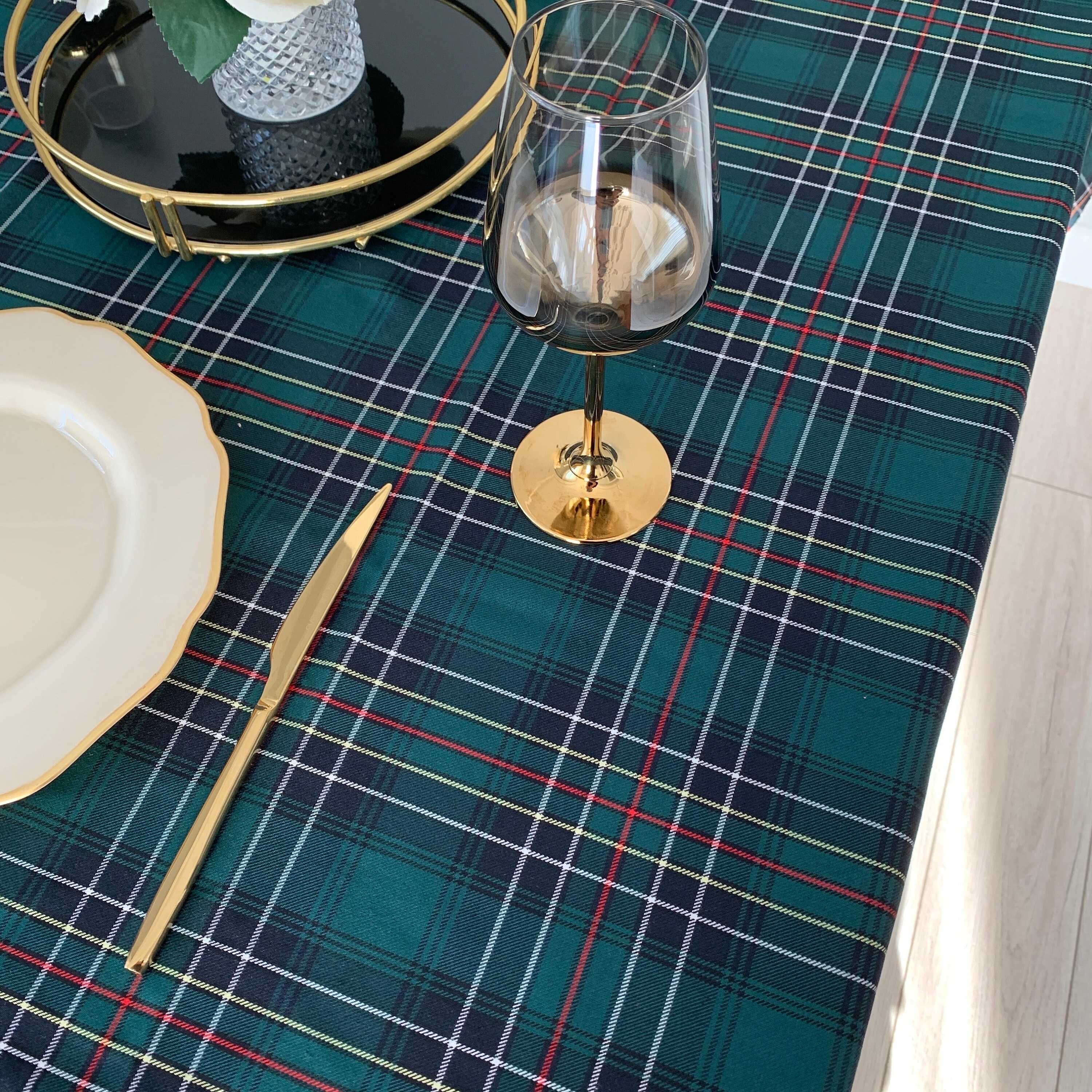 Green Tartan Table Runner and Napkin Set: Farmhouse Christmas Decor - Etsy