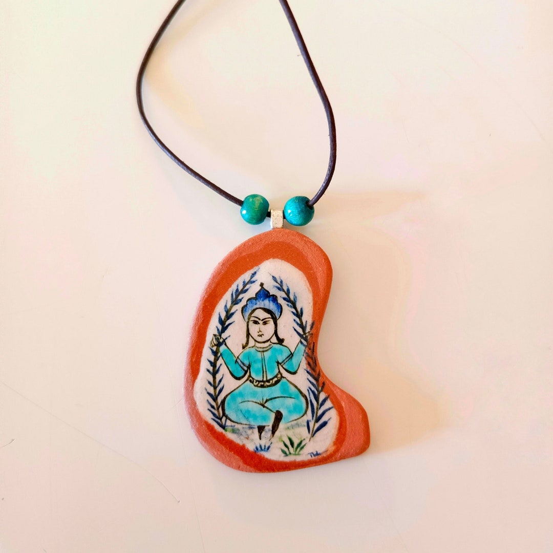 Hand-painted Ceramic Pendant Necklace: Handmade Pottery Jewelry - Etsy