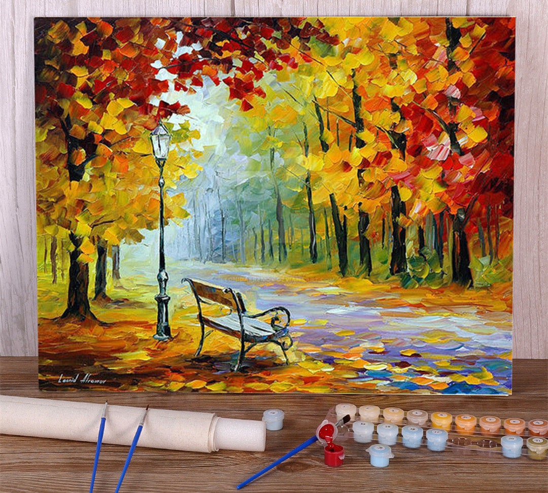 Autumn Leaves Scenery DIY Painting by Number for Adults,16x20 Inches ...