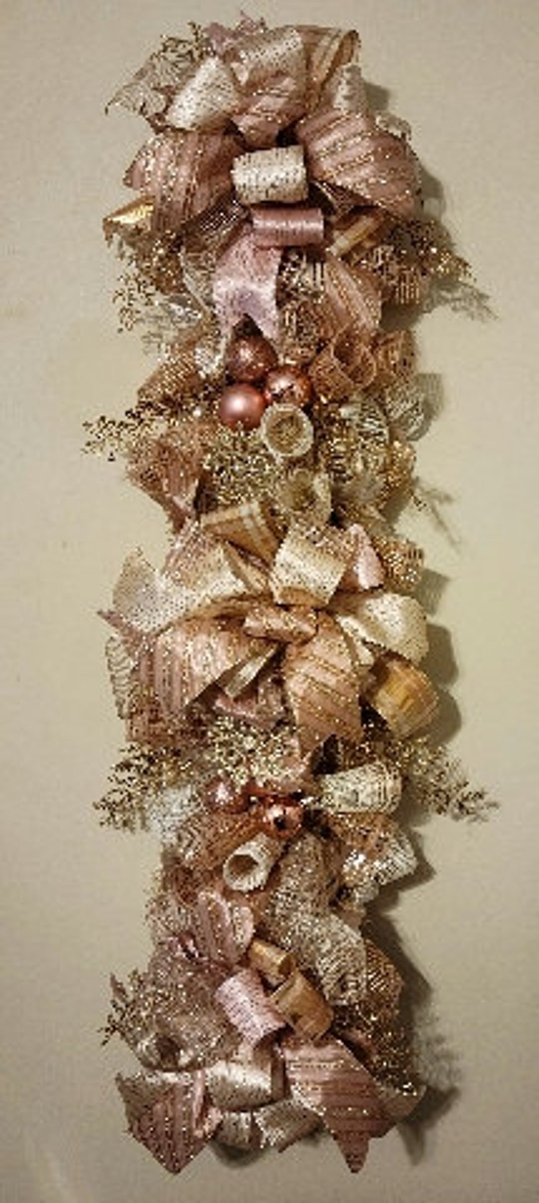Christmas Door Swag, Christmas Table Swag Runner, Rose Gold Vintage ...