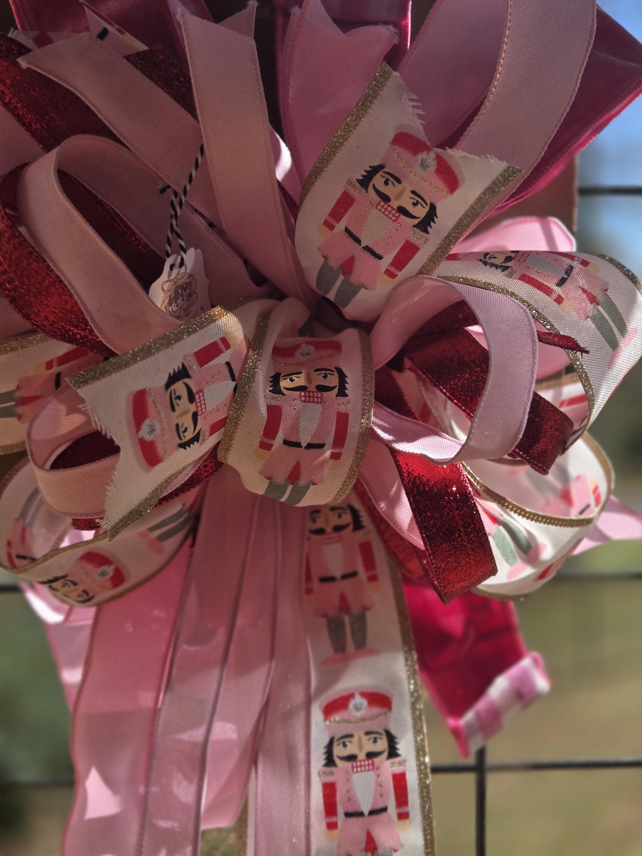 Handmade Pink Christmas Bow: Nutcracker Wreath Attachment - Etsy