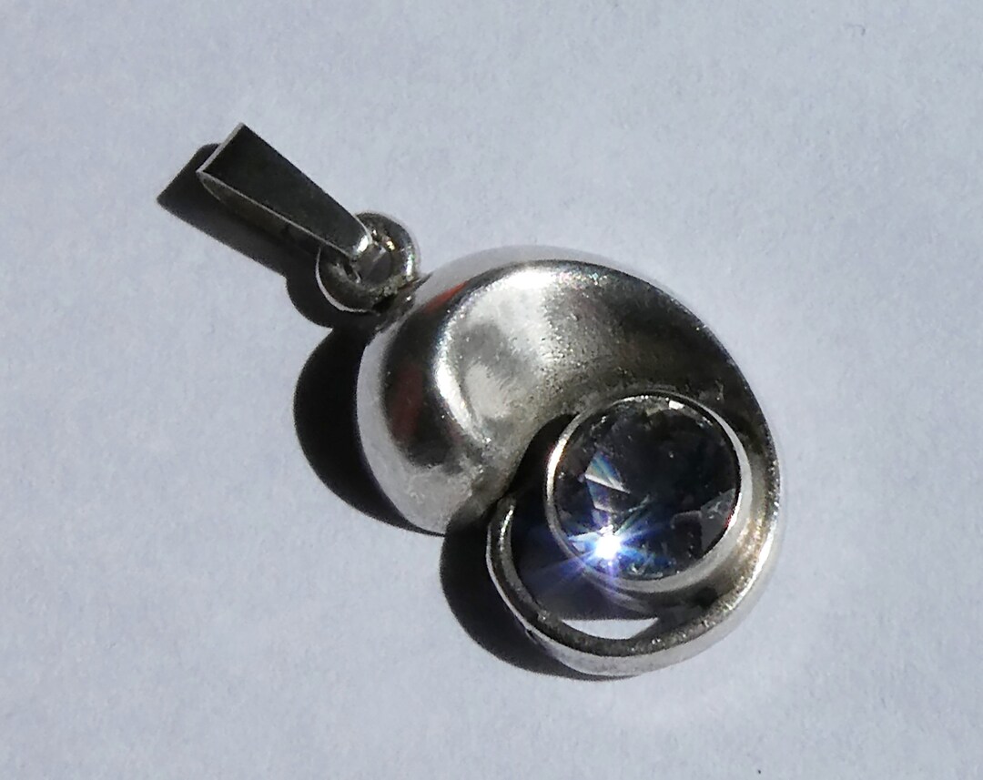 Very Beautiful Silver Pendant, Central Rock Crystal, Hallmark 925 ...
