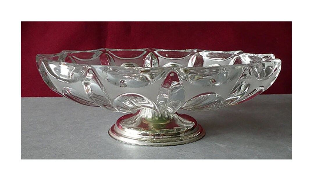 Small Candy Bowl Made of Cut Lead Crystal With Silver-plated Metal Base ...