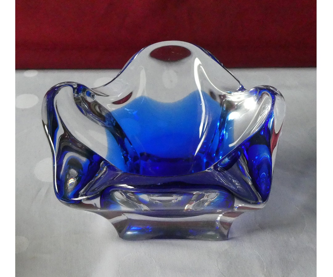 Small Heavy Bowl Made of Murano Glass, Sommerso, Colorless and Blue ...