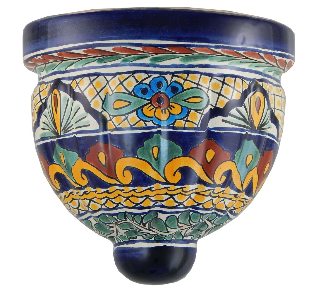 Mexican Ceramic Footed Planter Pot Garden Hand Painted Talavera 10 - Etsy