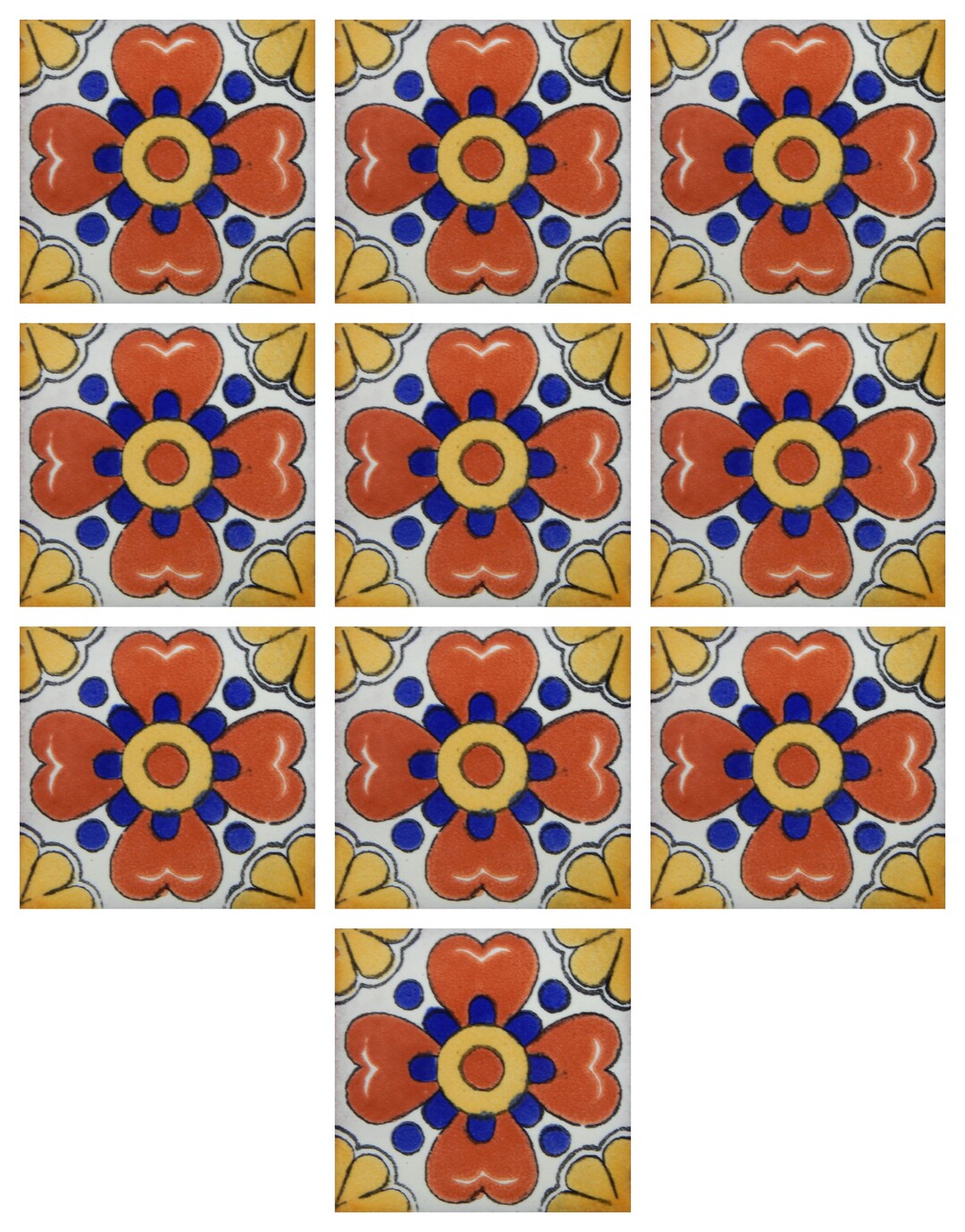10 Mexican Talavera Ceramic Tiles 2x2 2-22 Designs Handmade Folk Art - Etsy