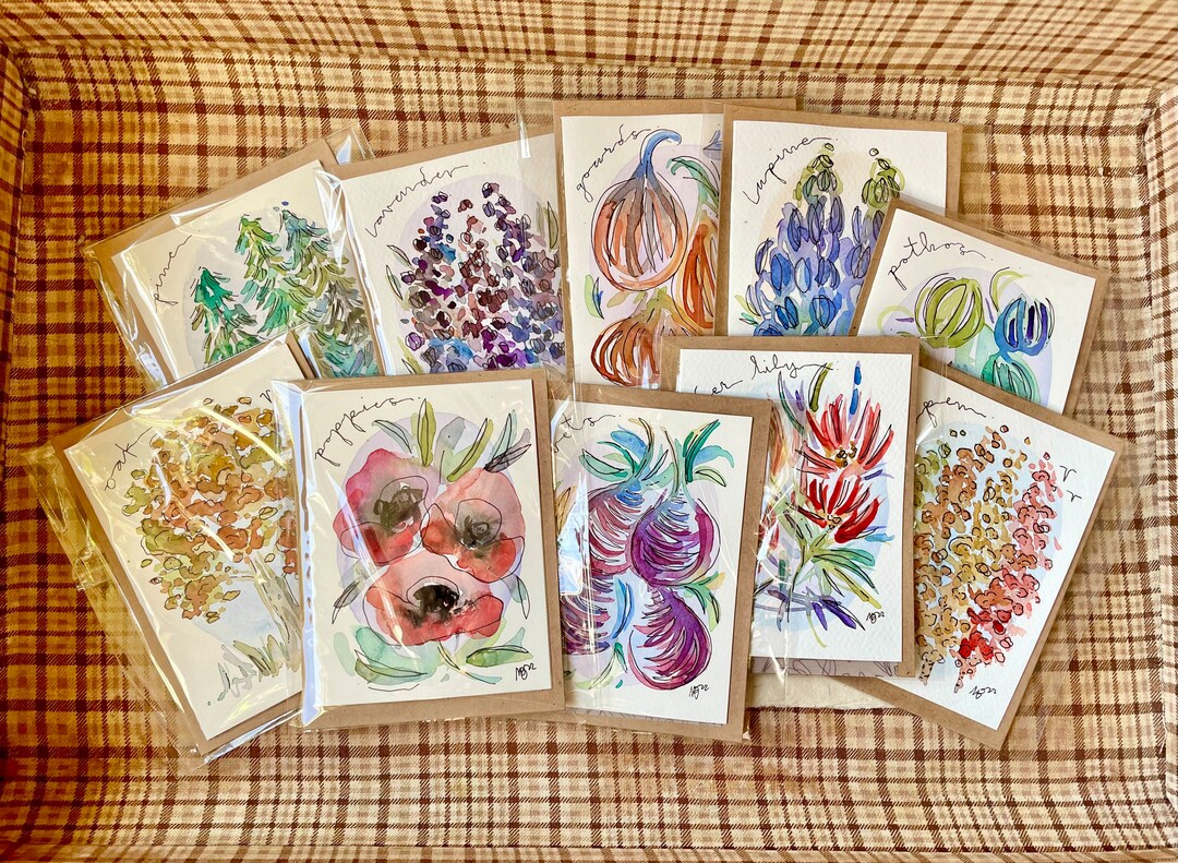 10 Pack Botanical Greeting Cards - Etsy