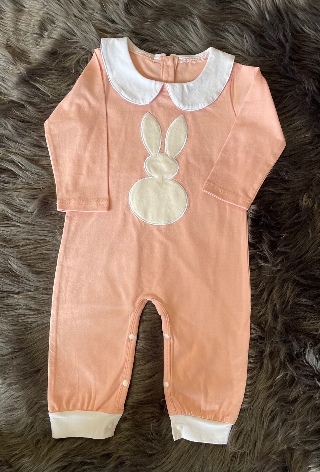 Baby Peachy Pink Girl Easter Jumpsuit - Etsy
