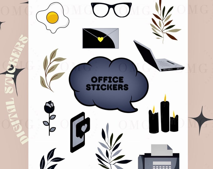 Modern Office Themed Digital Stickers Goodnotes Sticker Ipad - Etsy