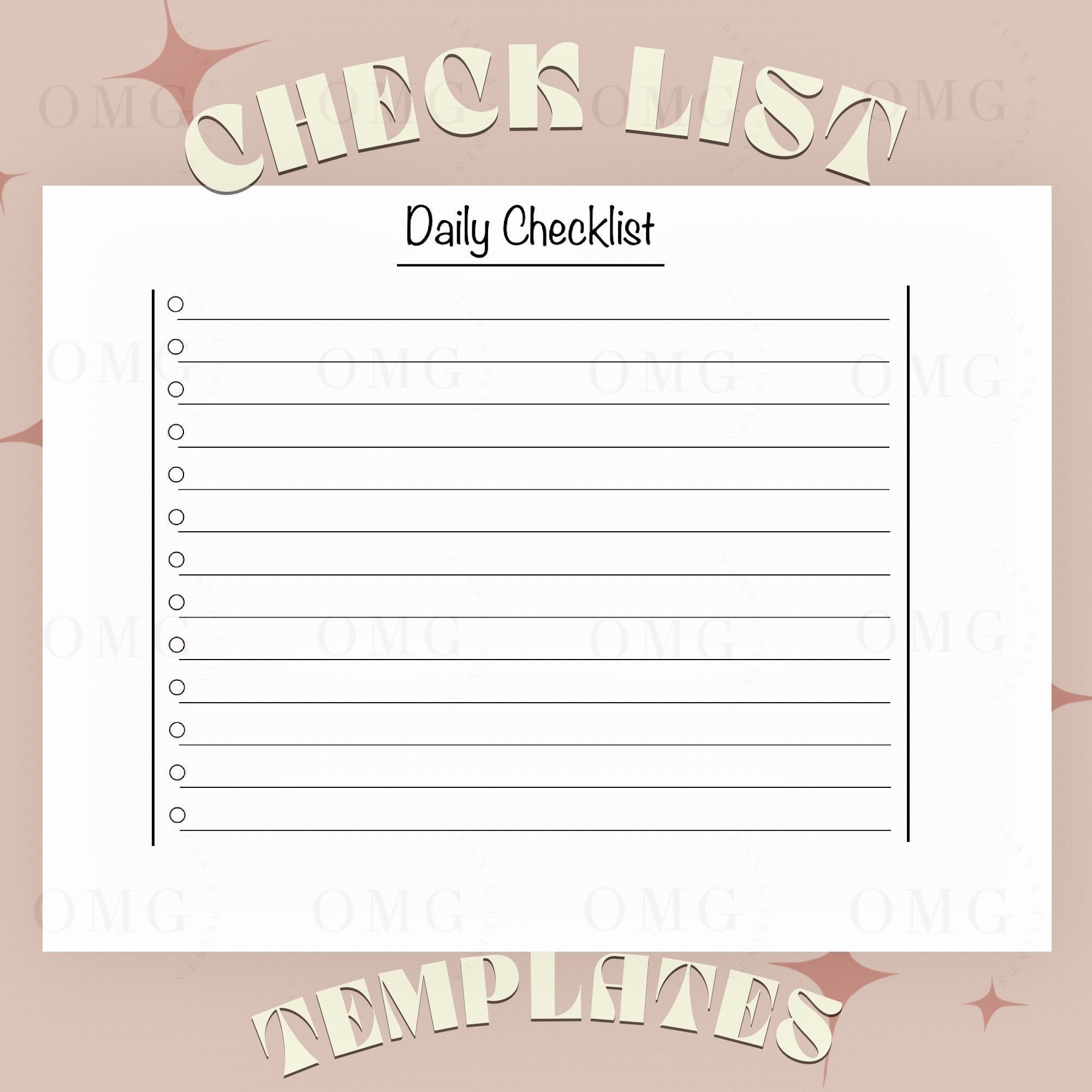 Daily Checklist Themed Digital Templates - Goodnotes, iPad Digital ...
