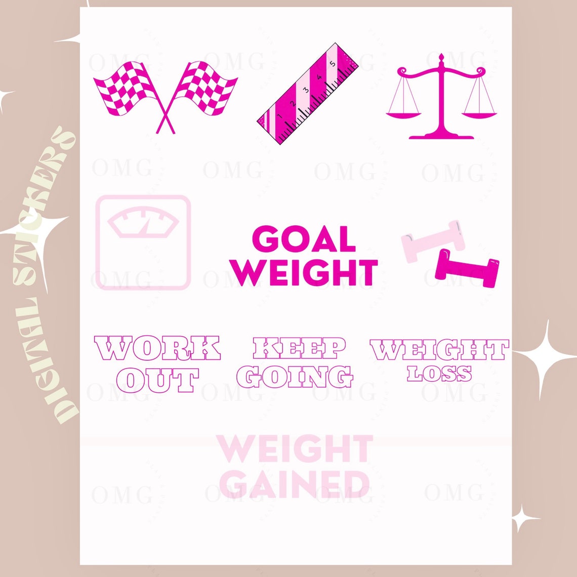 Cute Weightloss Themed Digital Stickers- Goodnotes Sticker, iPad ...