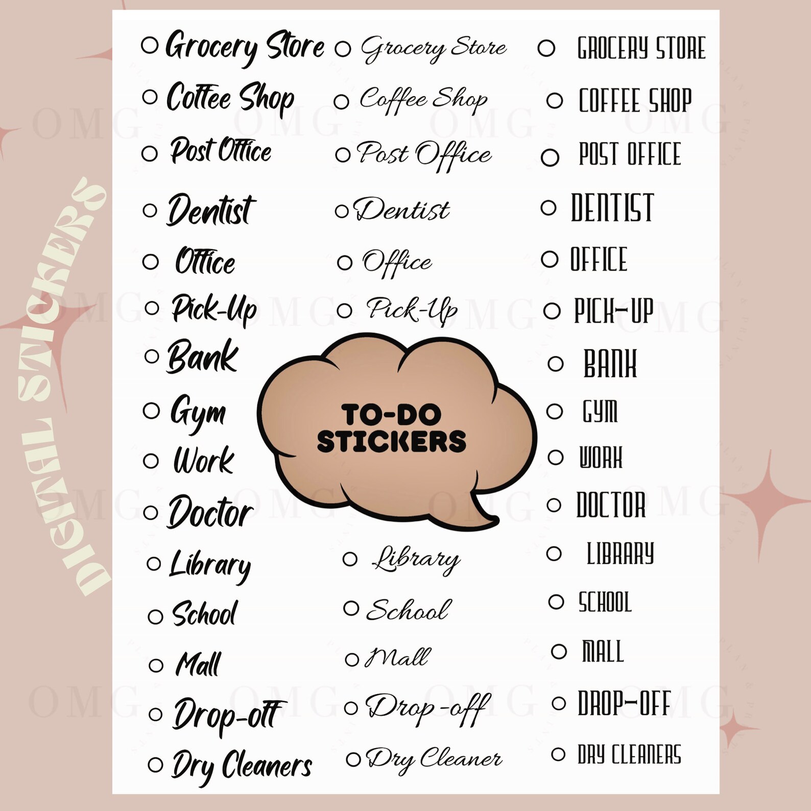 TO-DO Checklist Themed Digital Stickers- Goodnotes Sticker, iPad ...