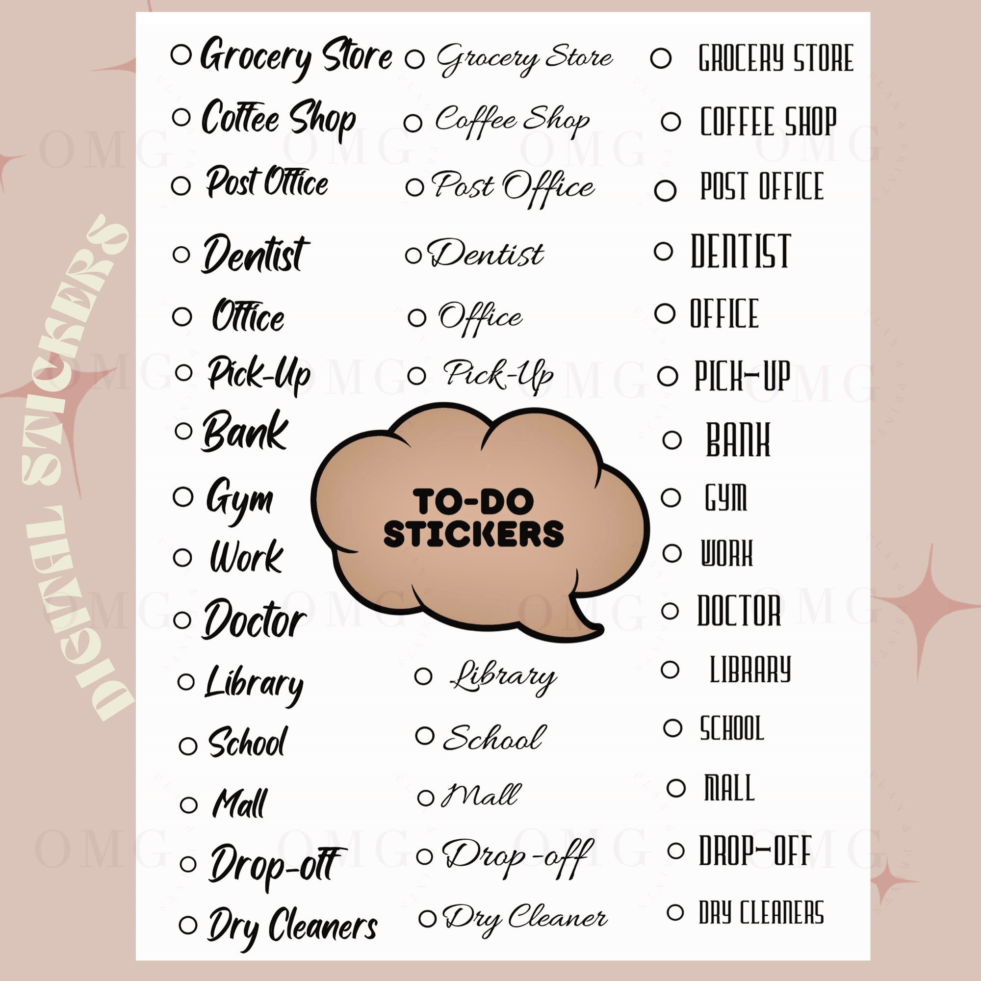 TO-DO Checklist Themed Digital Stickers- Goodnotes Sticker, iPad ...