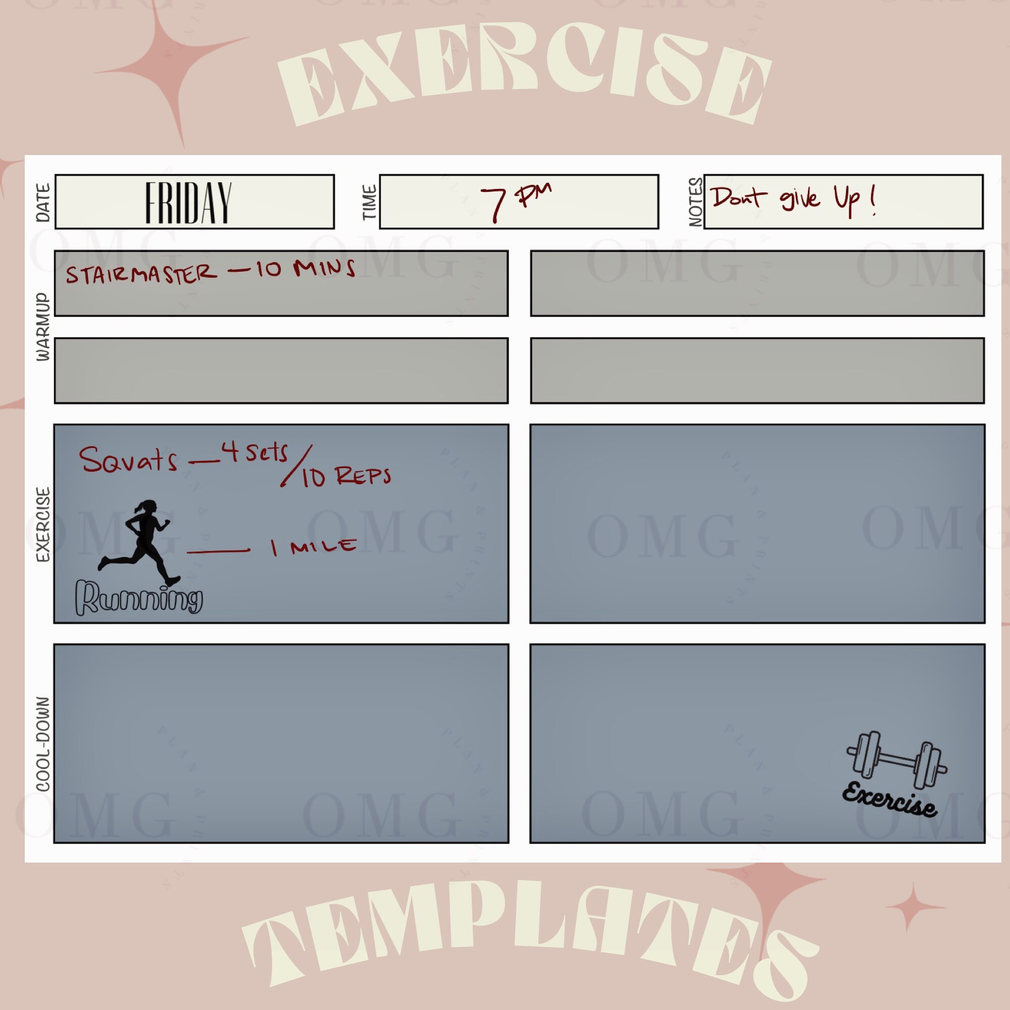 Exercise Themed Digital Templates - Goodnotes Templates, Pdf Printable ...