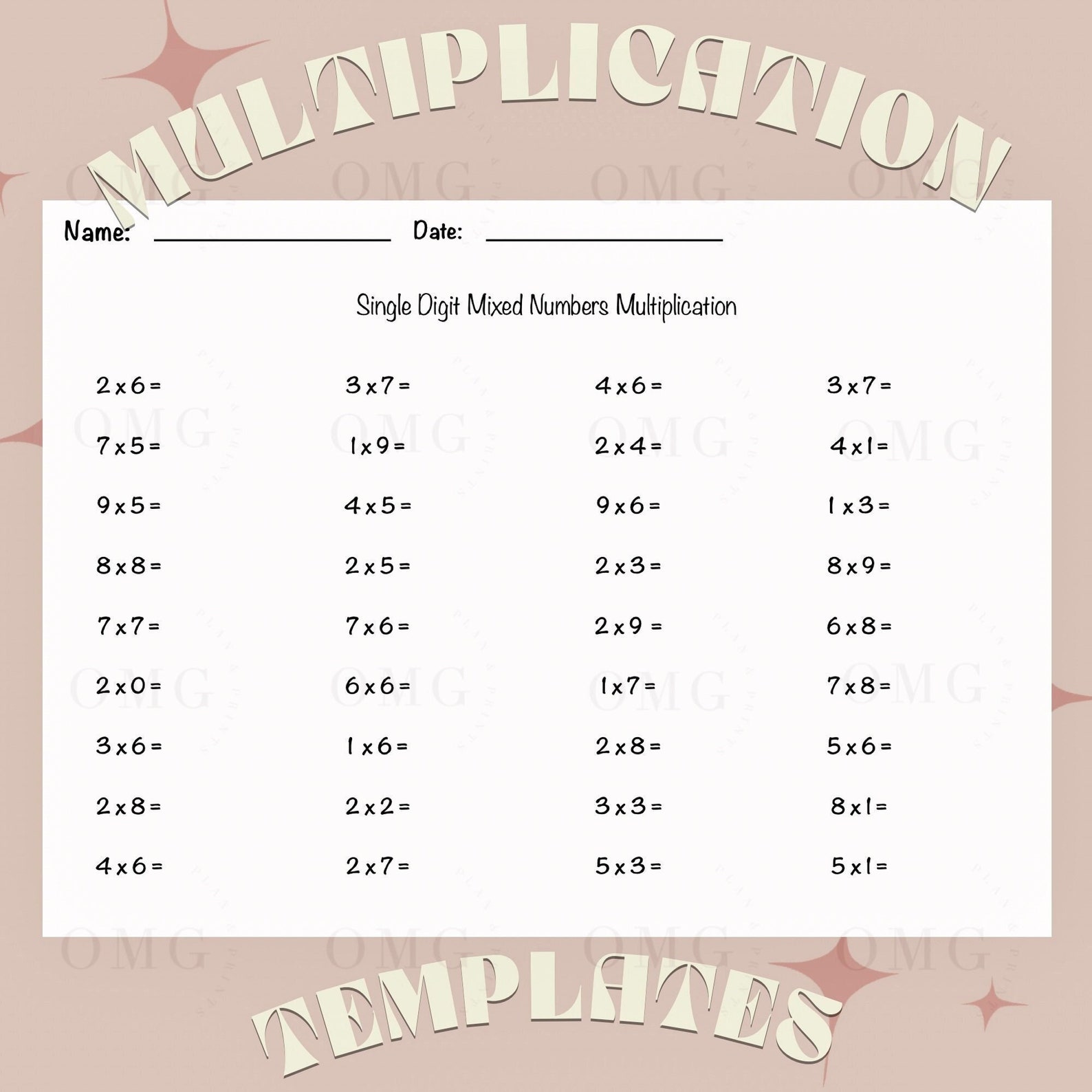 Multiplication Themed Digital Templates - Goodnotes, iPad Digital ...