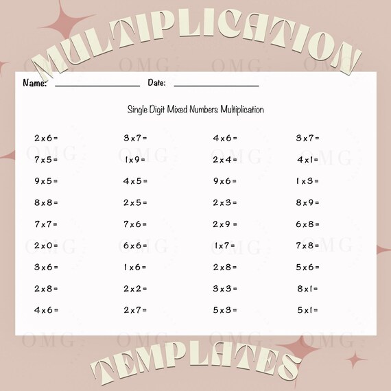 Multiplication Themed Digital Templates Goodnotes Ipad - Etsy