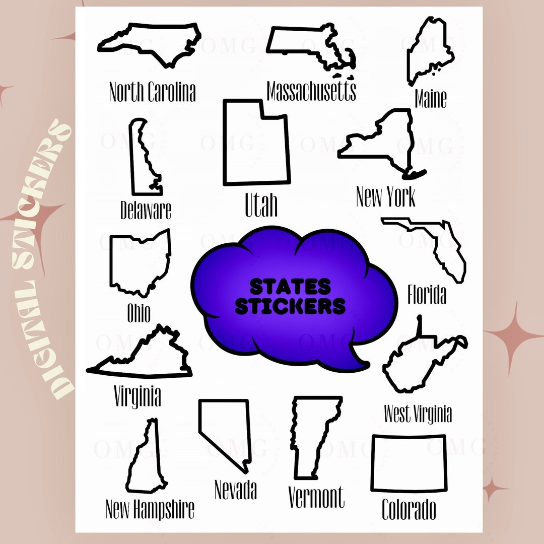 50 State Digital Stickers- Goodnotes Sticker, iPad Digital Sticker ...
