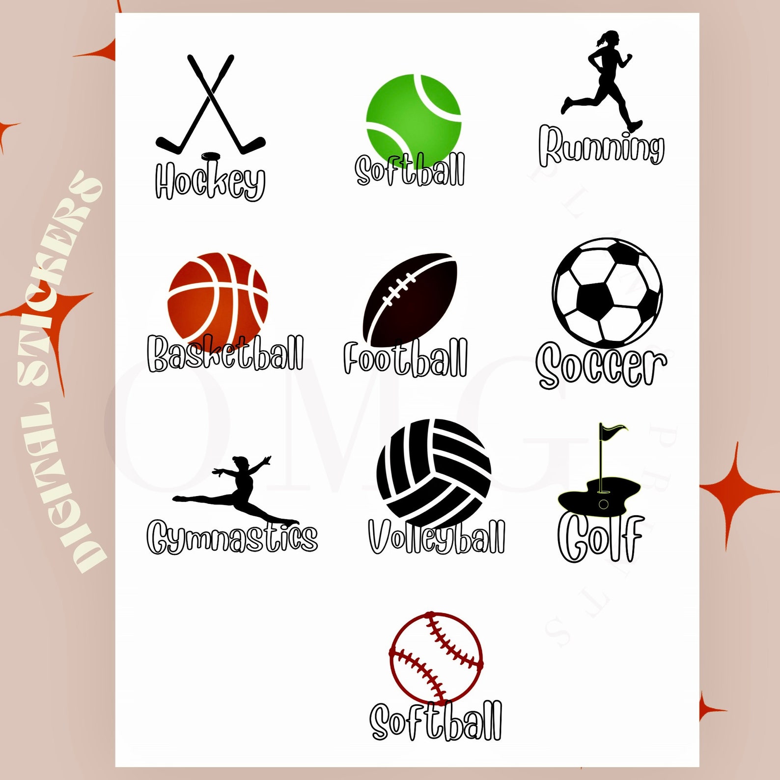 Fun Sports Themed Digital Stickers Goodnotes Sticker, iPad Digital ...