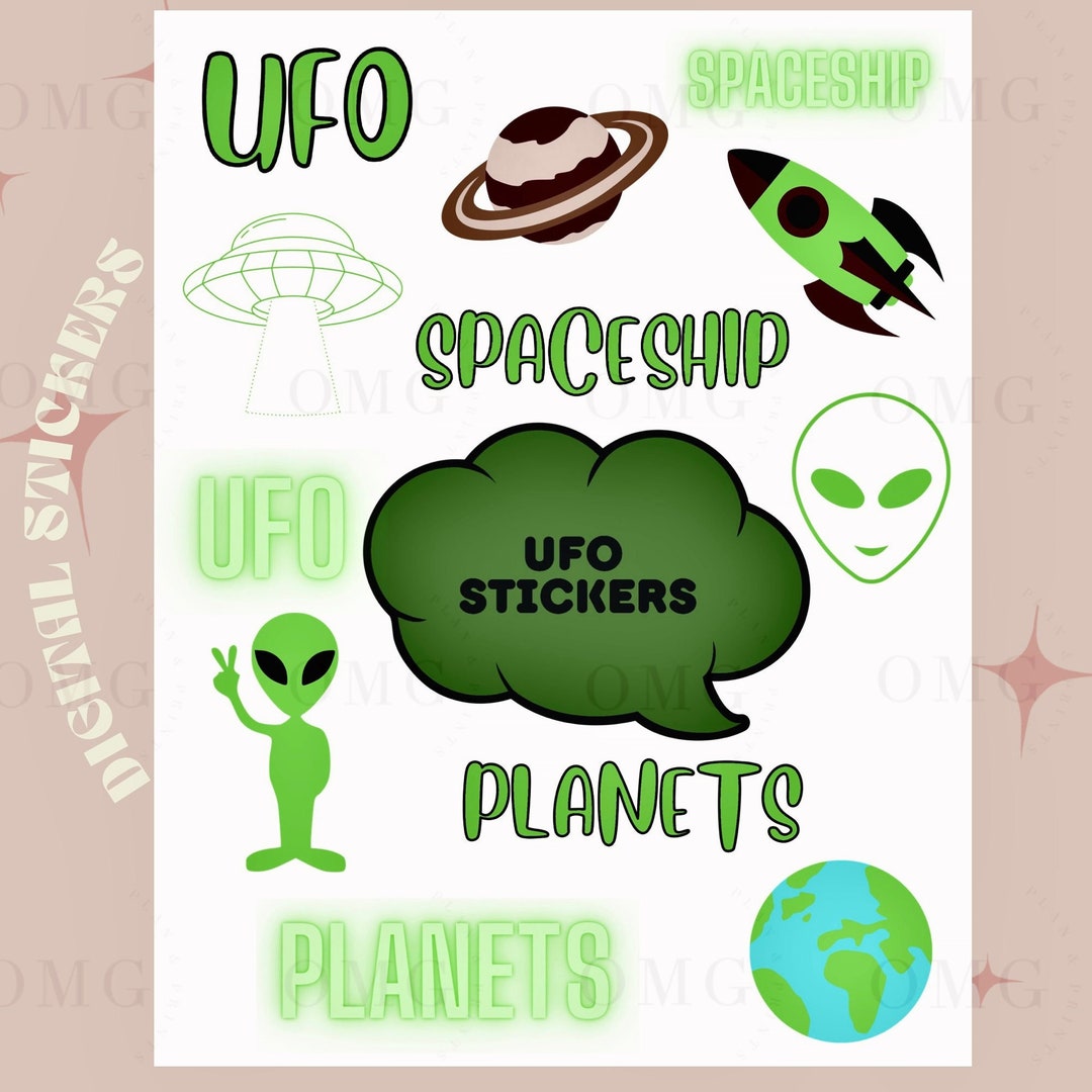 UFO Syfy Themed Digital Stickers- Goodnotes Sticker, iPad Digital ...