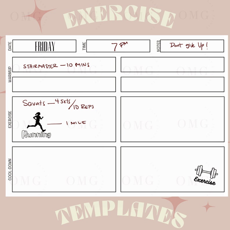 Exercise Themed Digital Templates - Goodnotes Templates, Pdf Printable ...