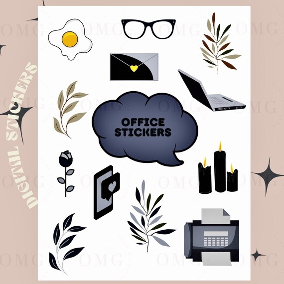Modern Office Themed Digital Stickers Goodnotes Sticker Ipad - Etsy