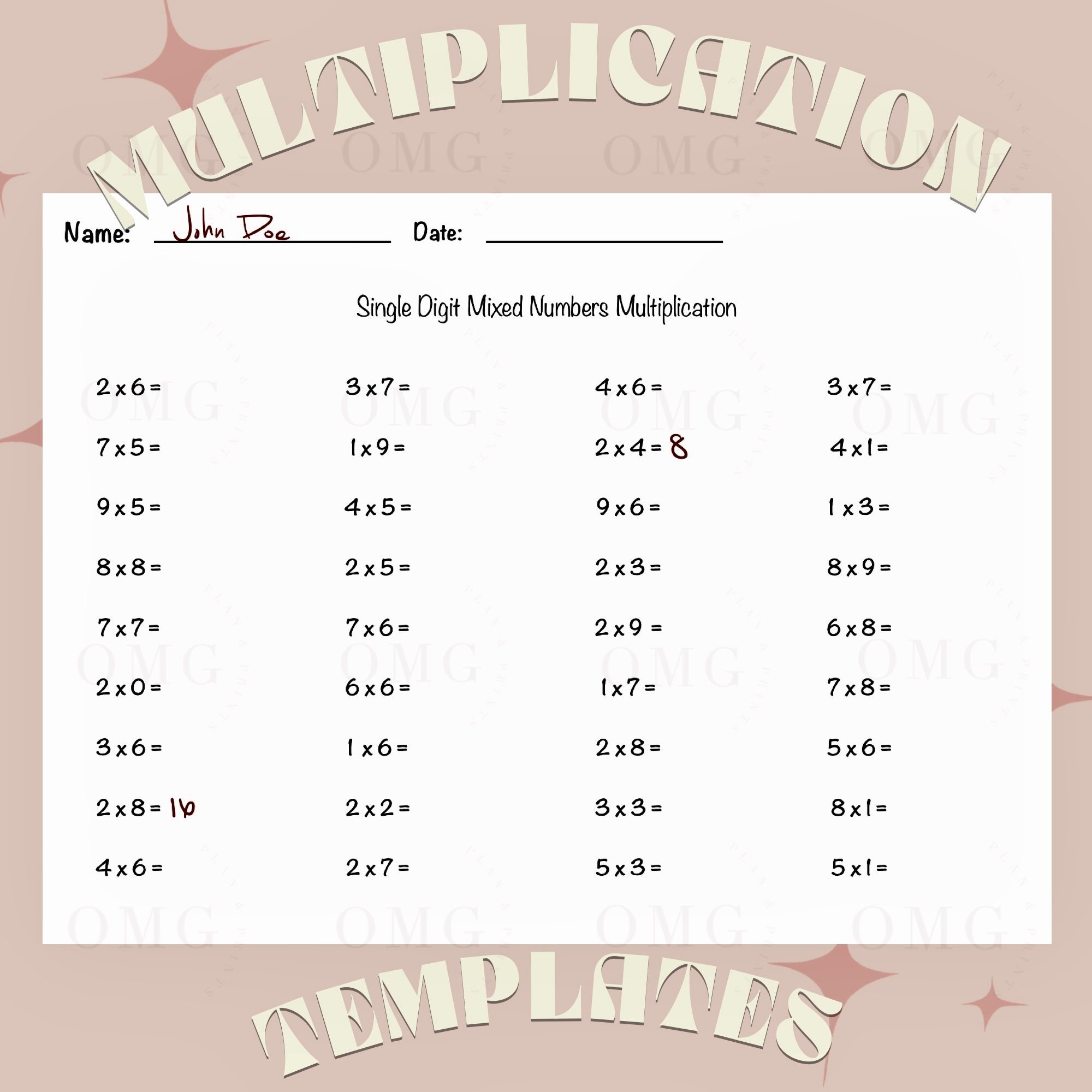 Multiplication Themed Digital Templates - Goodnotes, iPad Digital ...