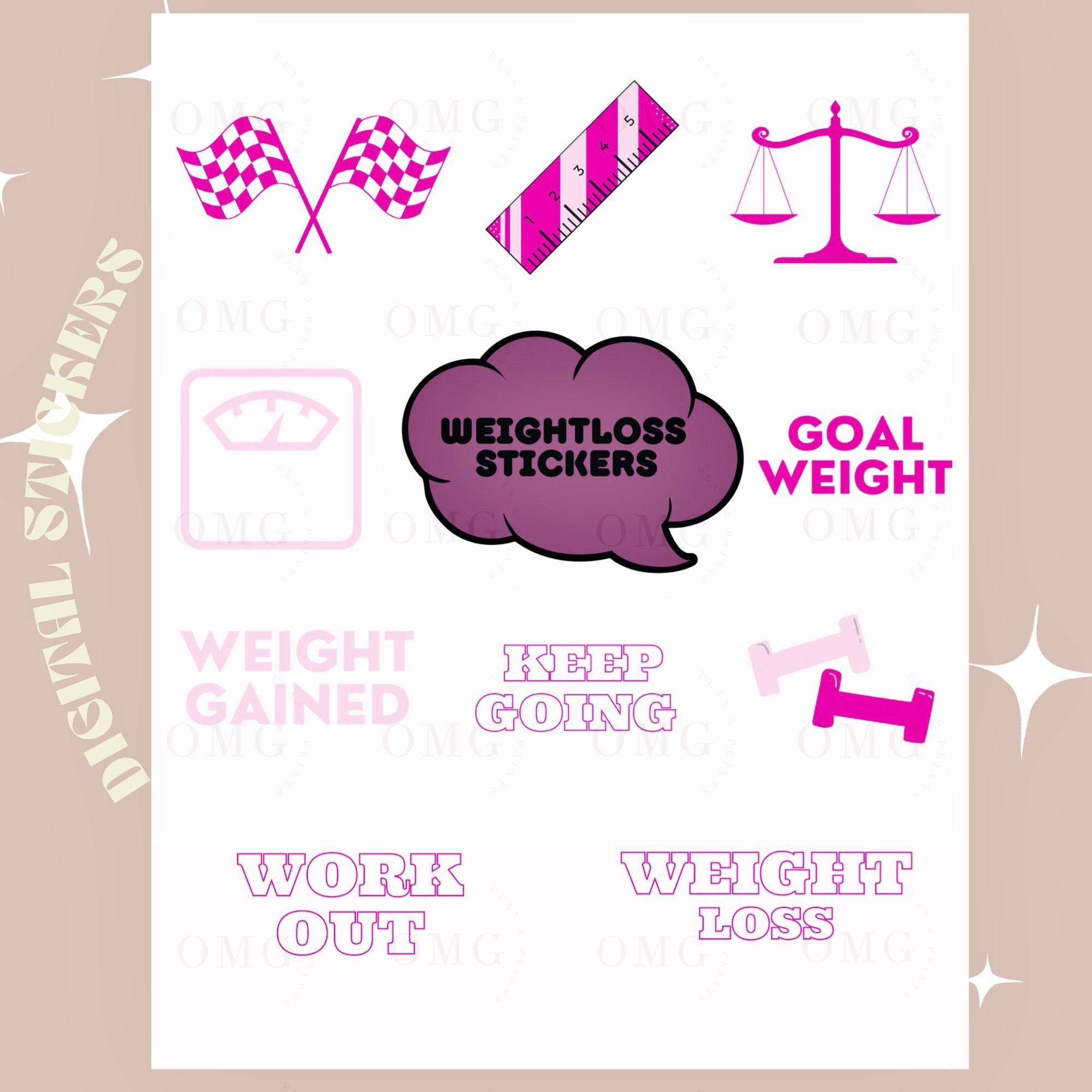 Cute Weightloss Themed Digital Stickers- Goodnotes Sticker, iPad ...