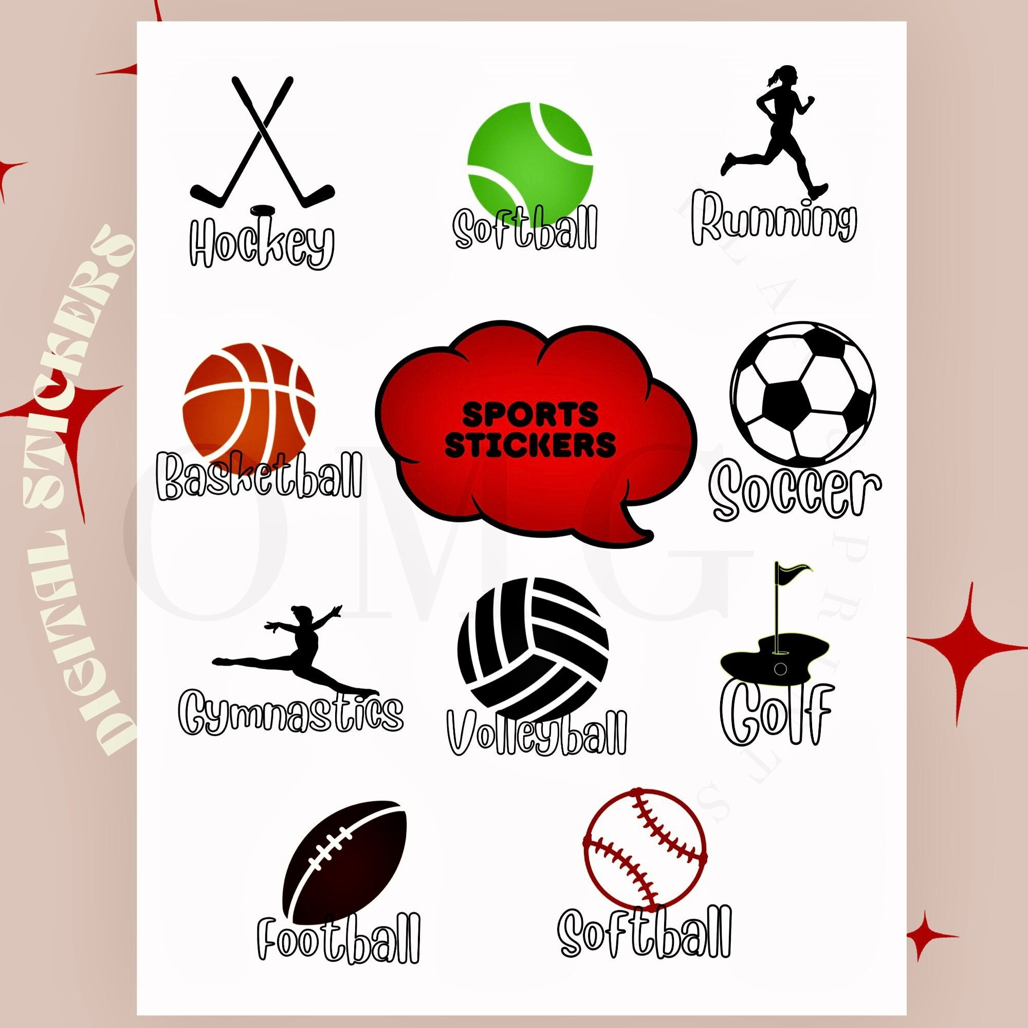 Fun Sports Themed Digital Stickers Goodnotes Sticker, iPad Digital ...