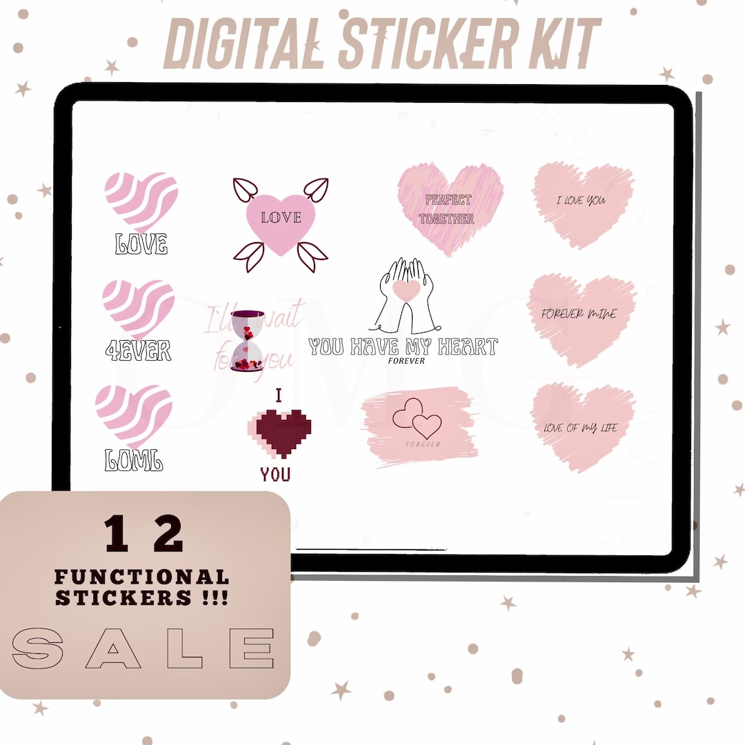 Cute Modern Heart Themed Digital Stickers- Goodnotes Sticker, iPad ...