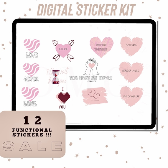 Cute Modern Heart Themed Digital Stickers Goodnotes Sticker - Etsy
