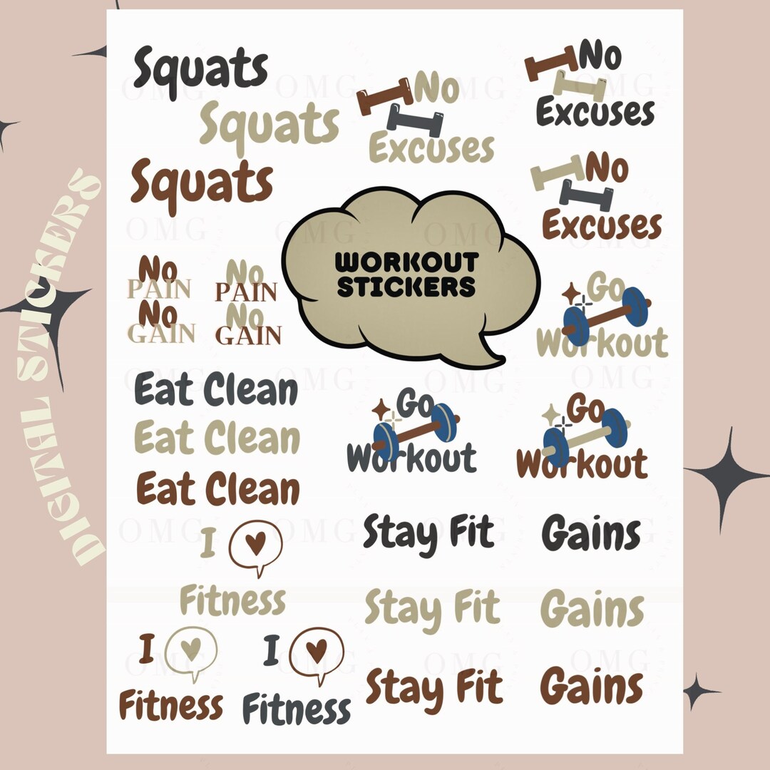 Fun Gym/workout Themed Digital Stickers- Goodnotes Sticker, iPad ...