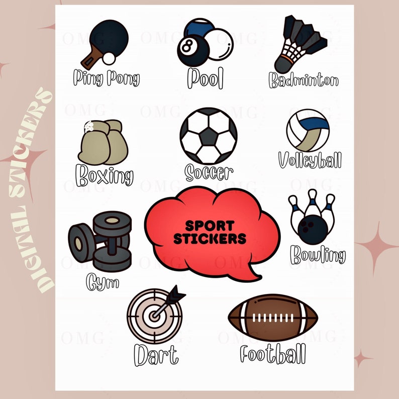 Fun Hobby/sports Themed Digital Stickers- Goodnotes Sticker, iPad ...