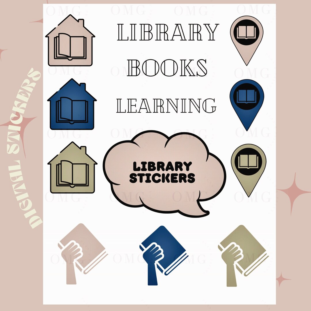 Library Themed Digital Stickers- Goodnotes Sticker, iPad Digital ...